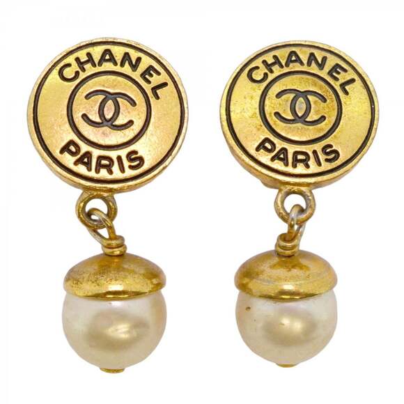 CHANEL | Jewelry | Chanel Coco Mark Circle Earrings With Gp Plated Faux ...